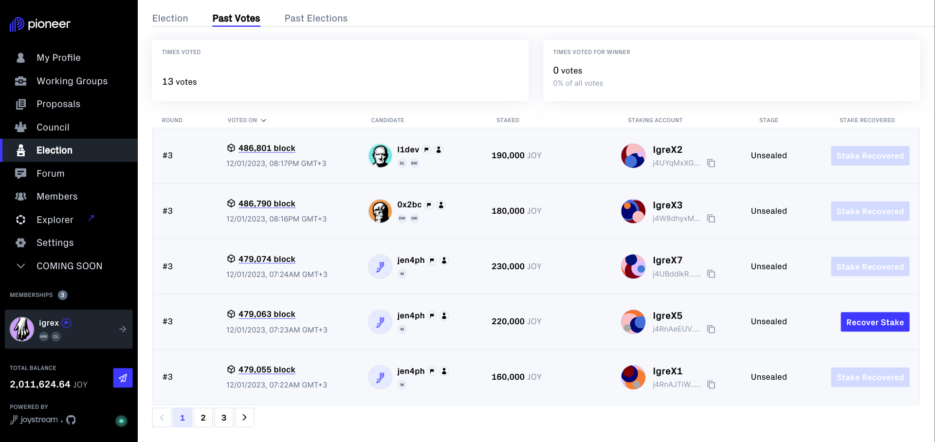 [USERSNAP] Cant unstake from My Profile · Issue #4125 · Joystream/pioneer · GitHub